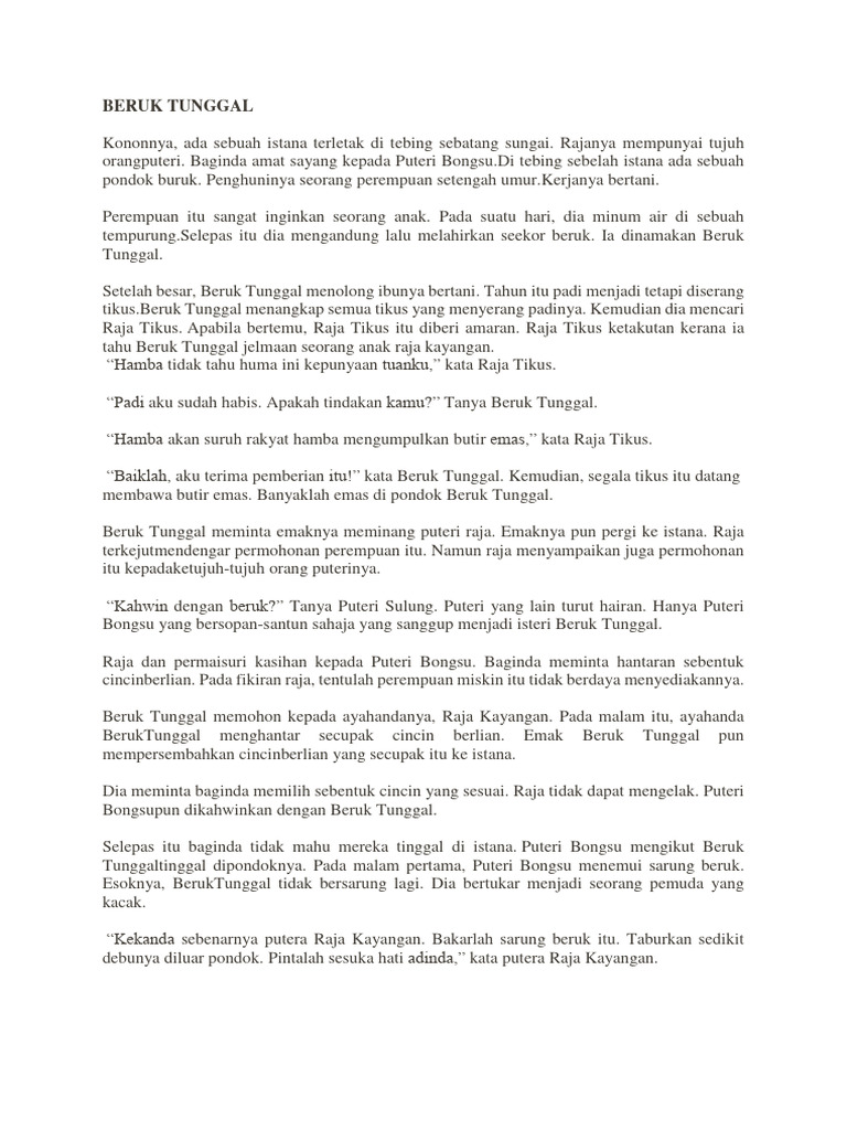 Contoh Rujukan Cerita Rakyat | PDF