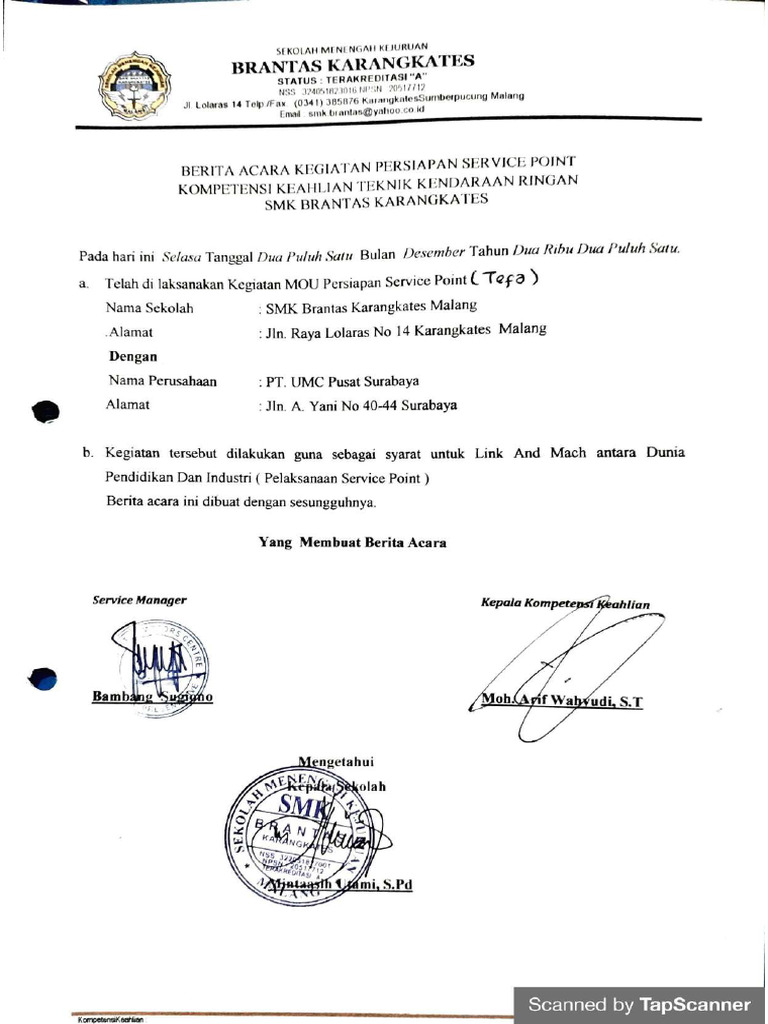 Mou Persiapan Service Point (Tefa Suzuki) | PDF