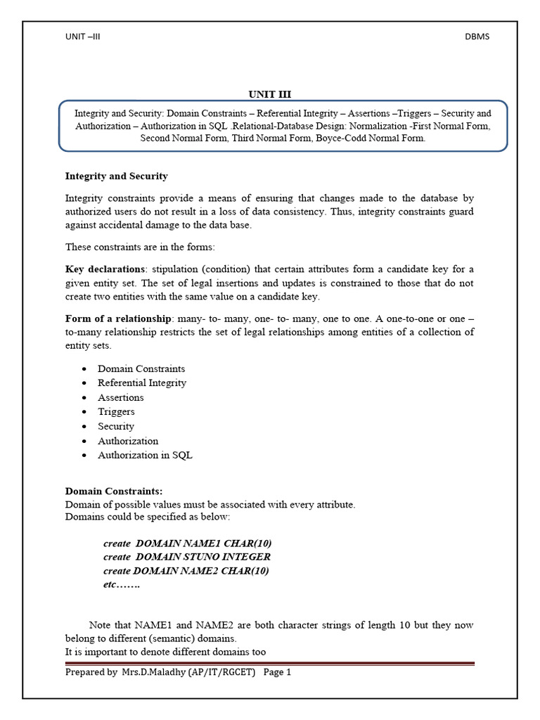Unit Iii Correct Pdf Relational Database Databases