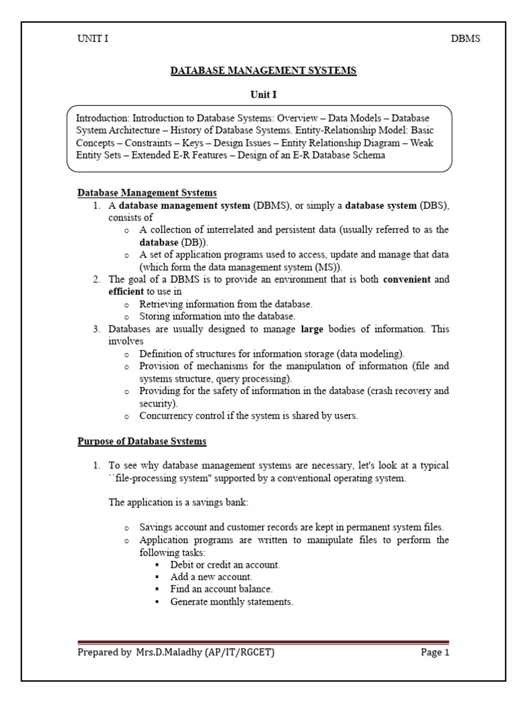 UNIT I | Download Free PDF | Databases | Relational Model