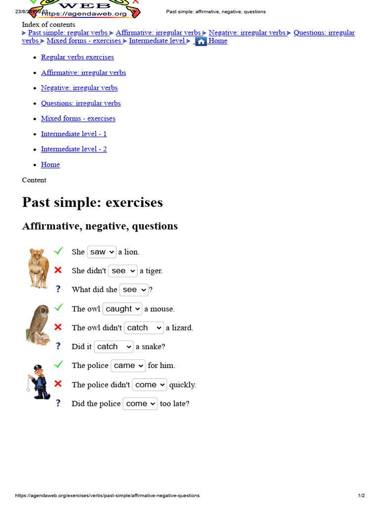 Past Simple - Affirmative, Negative, Questions | PDF