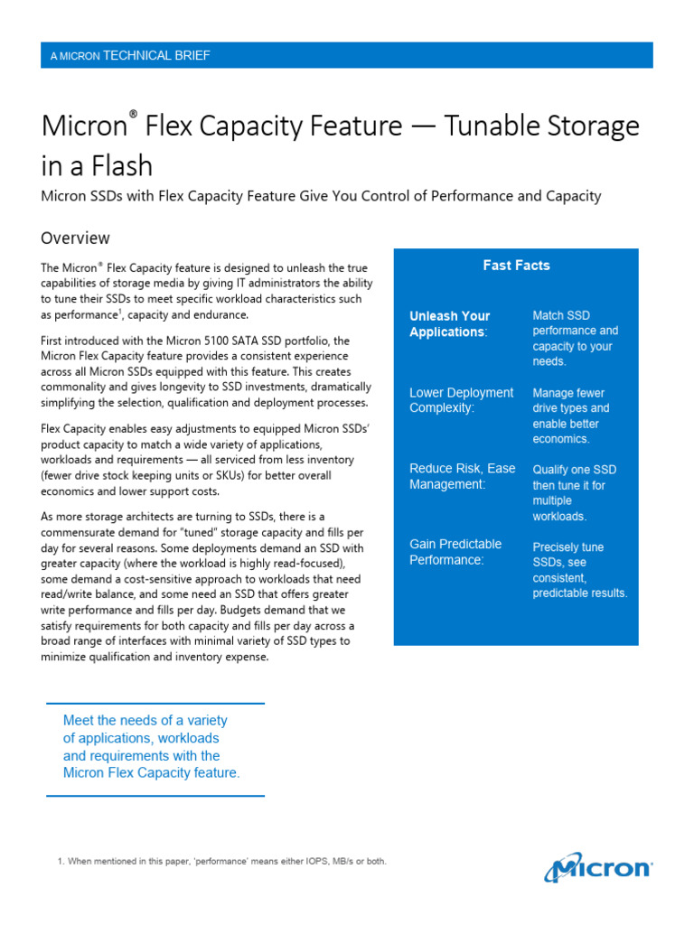 SSD Flex Capacity Feature Tech Brief | PDF | Solid State Drive | Flash ...