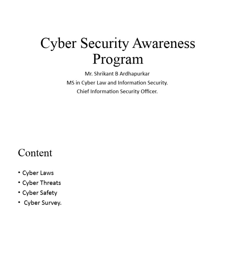 Cyber Security Awareness Program | PDF