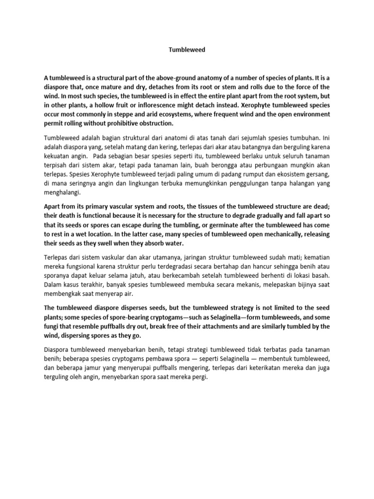 Tumbleweed | PDF | Plant Morphology | Plant Reproduction