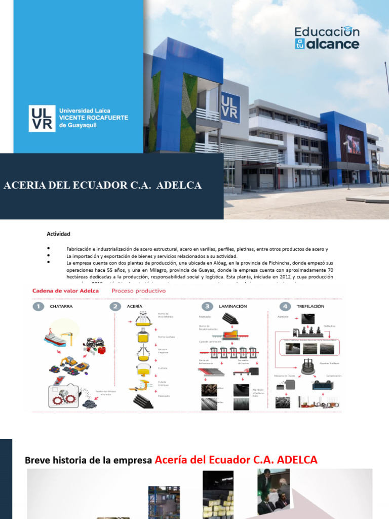 Acería del Ecuador C.A. ADELCA: Historia y Productos | PDF | Business ...