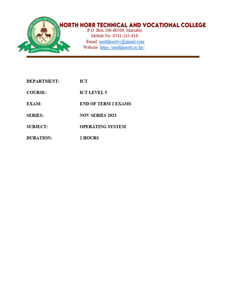 EXAM OPERATING SYSTEM | Download Free PDF | Scheduling (Computing ...