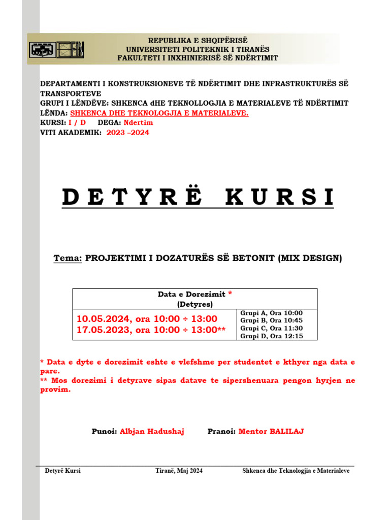 Detyre Kursi MIX DESIGN | PDF