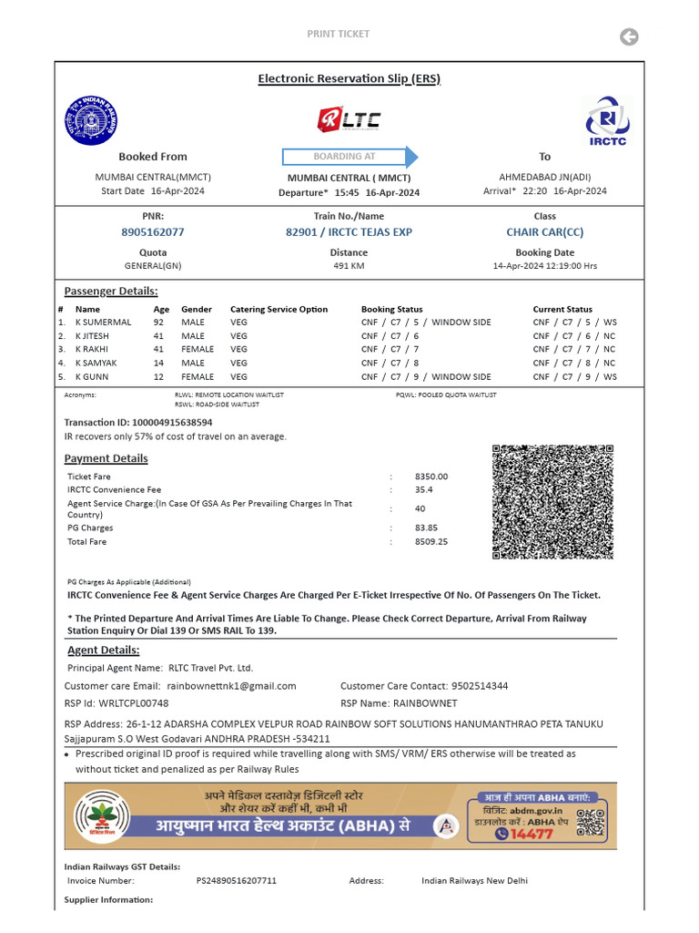 Tejas Express | PDF | Identity Document
