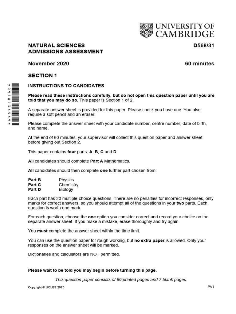 NSAA 2020 Section 1 | PDF | Circle | Triangle