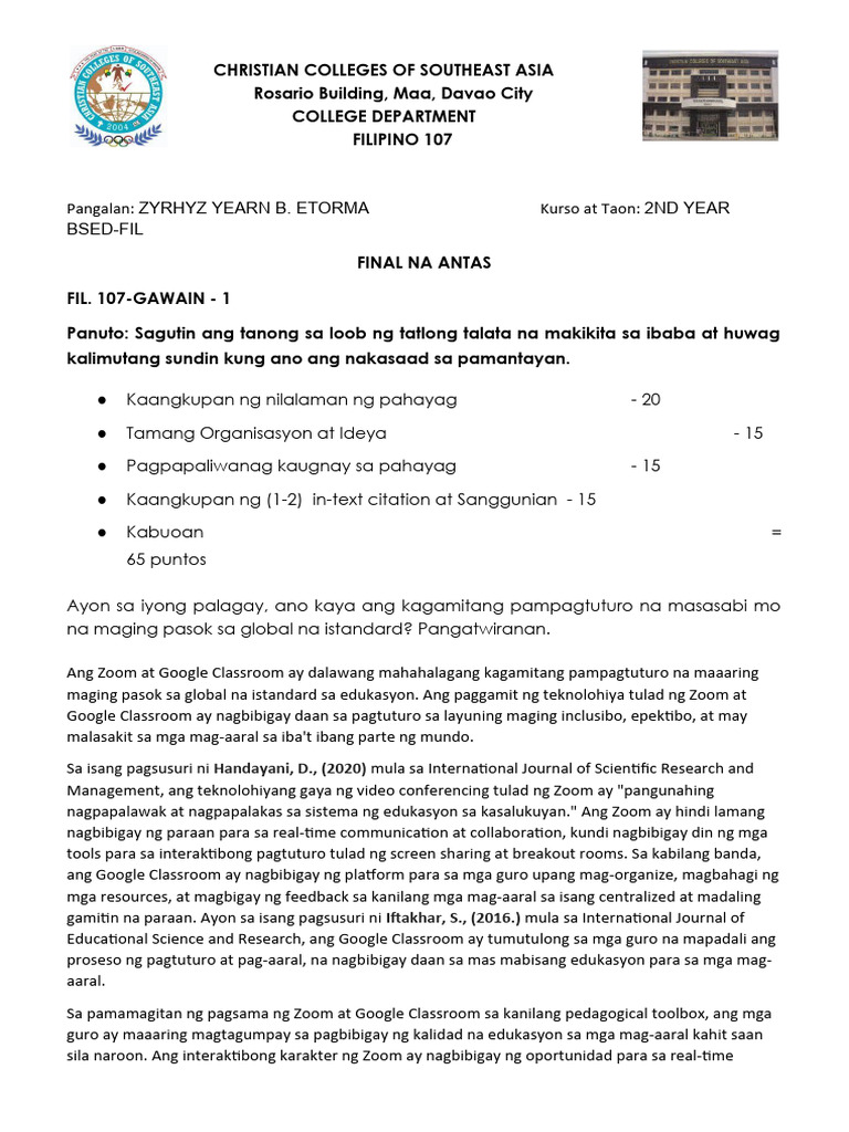 Fil-107 - Final 2024 Gawain 1 | PDF