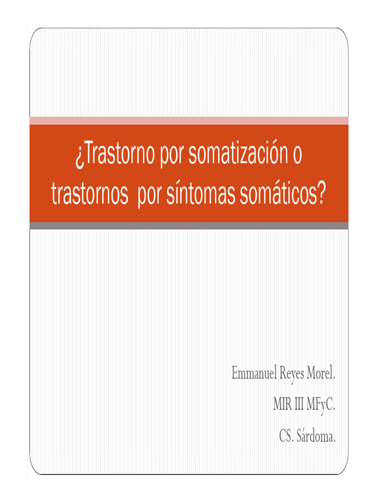 Trastorno Por Somatizacion | PDF | Manual Diagnóstico y Estadístico de ...