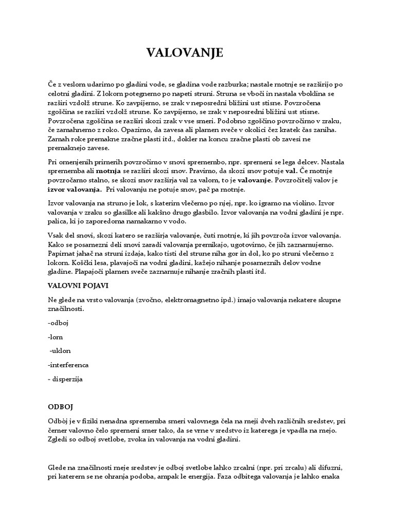 Valovanje Teorija | PDF