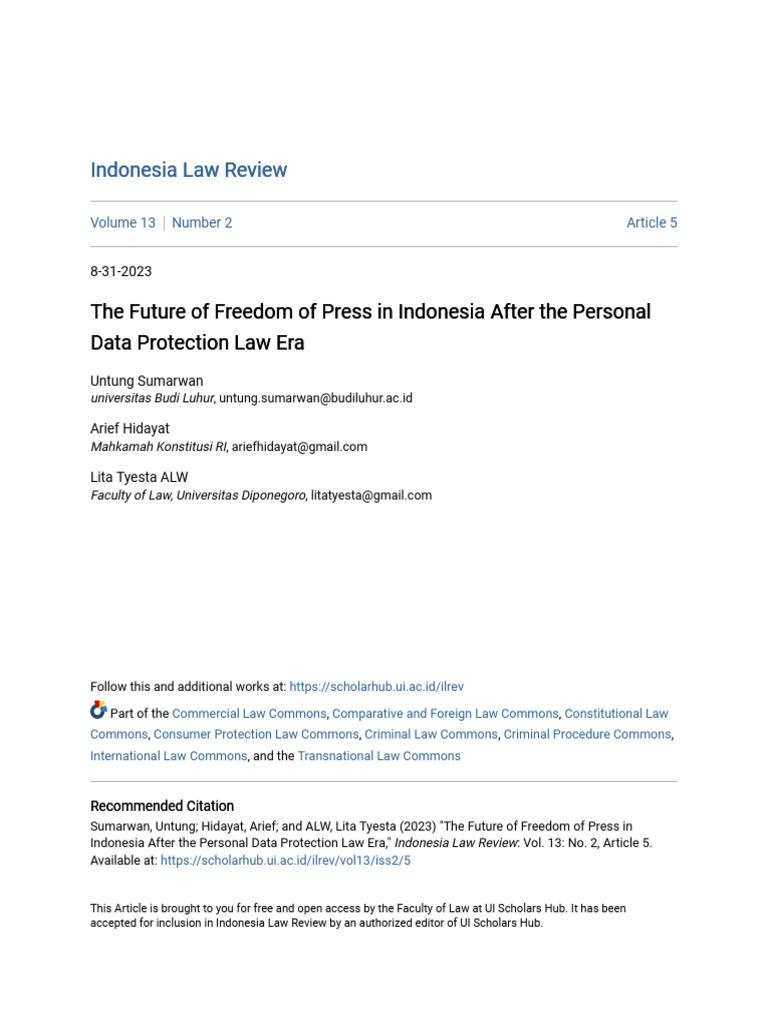 The Future of Freedom of Press in Indonesia | PDF | Freedom Of The ...