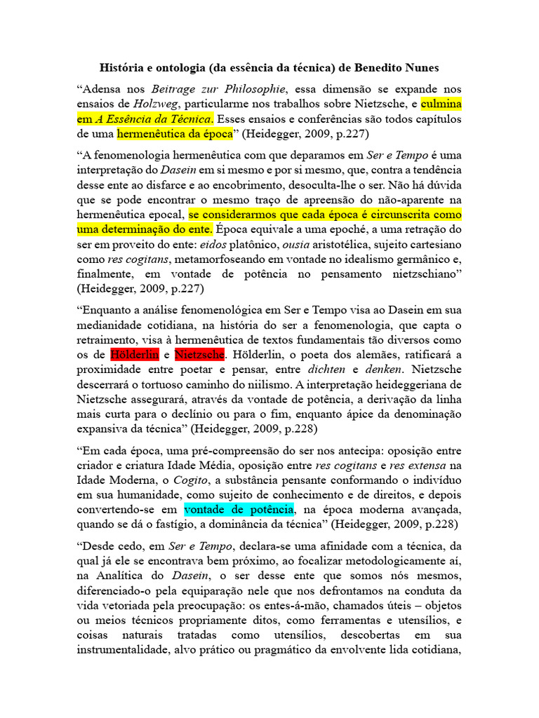 Fichamento Historia e ontologia (da essencia da tecnica) - Benedito ... Fichamento Historia e ontologia (da essencia da tecnica) - Benedito ...