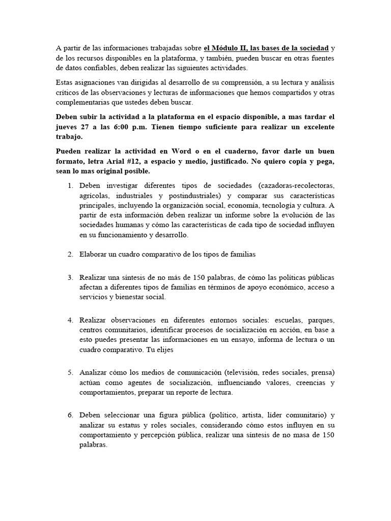 Asignacion Del Modulo II | PDF | Sociedad | Comportamiento