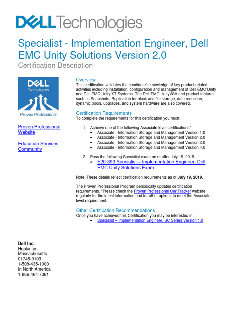 Specialist - Implementation Engineer, Unity Solutions Version 2.0 | PDF ...