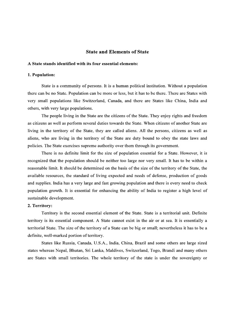 Essential Elements of State-Public Law Internal | PDF