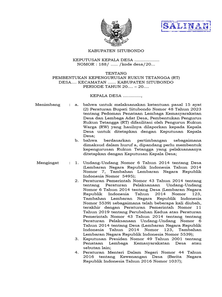 SK Pengurus RT | PDF