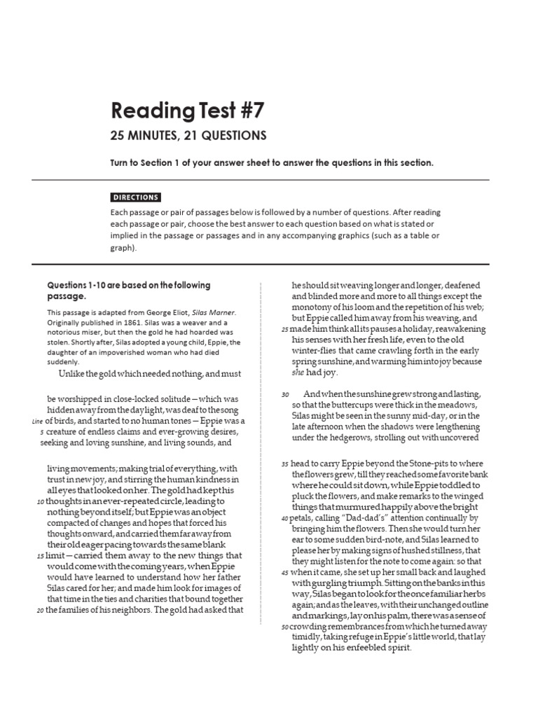 Silas Marner Reading Test Questions | PDF | Economics | Employment