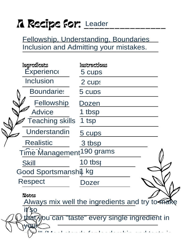 Relationship Recipe | PDF