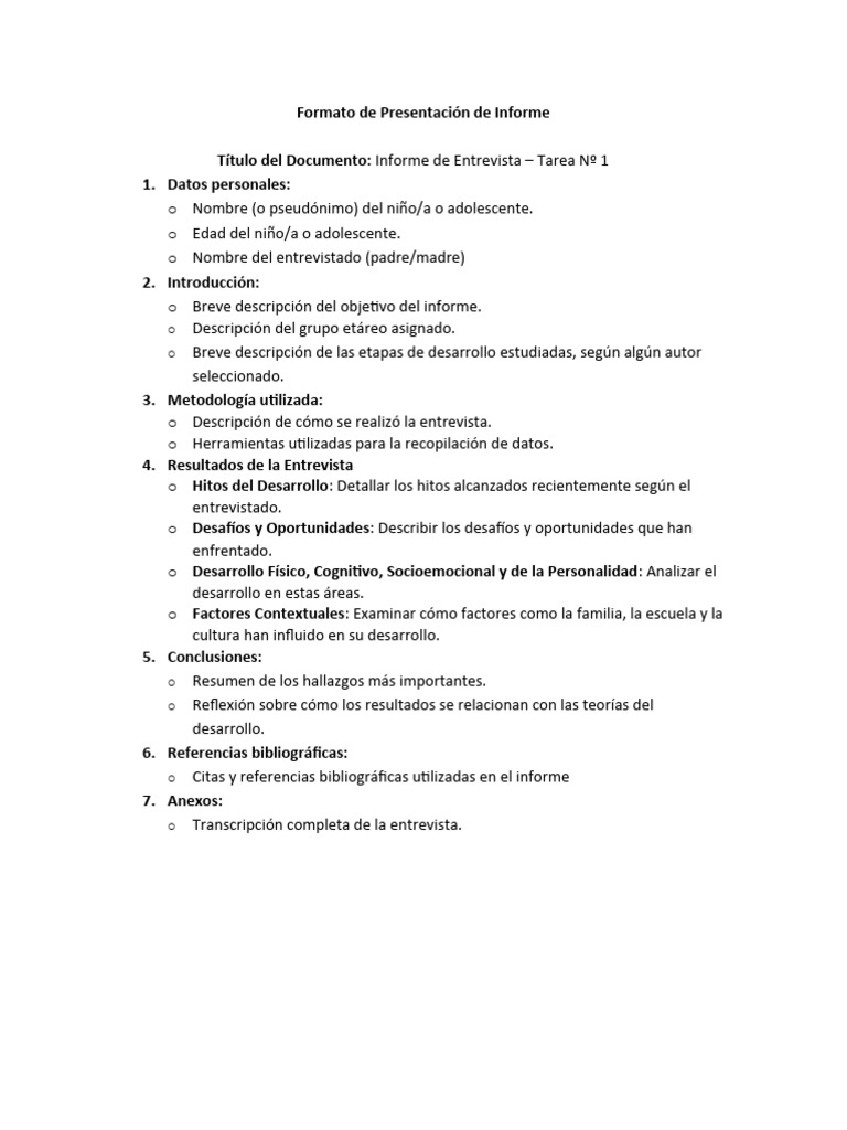 Formato de Presentación de Informe | PDF