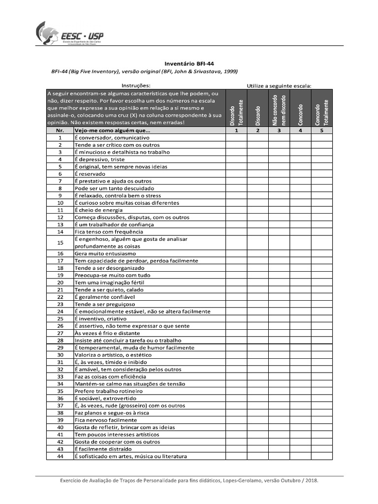 teste de personalidade | PDF teste de personalidade | PDF