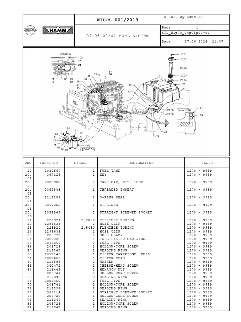 Widos 001/2013: 04.05.00/01 Fuel System | PDF | Screw | Mechanical Engineering