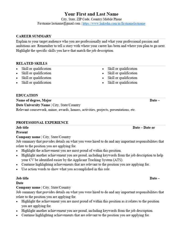Session 7 - 8 - Resume Template | PDF