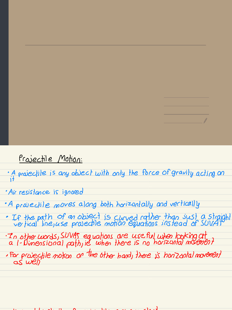 2.1 - Projectile Motion Notes and Questions | PDF | Applied And ...