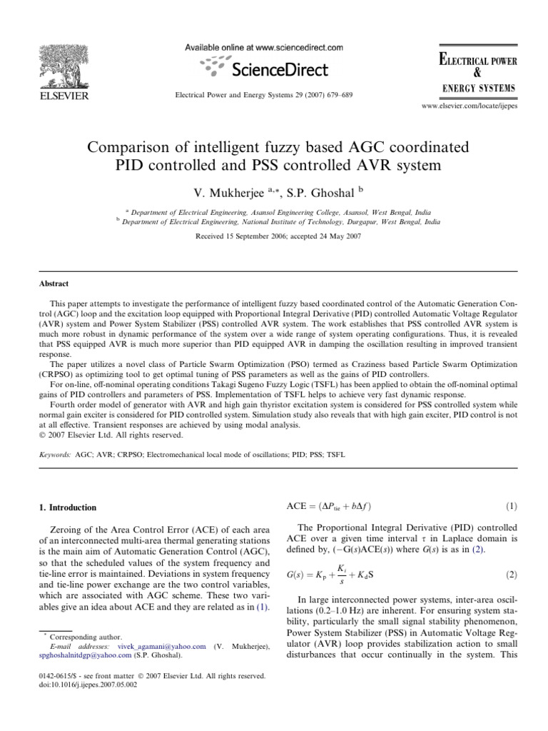 Comparison Agc Pid and Pss Avr | PDF | Control Theory | Applied Mathematics