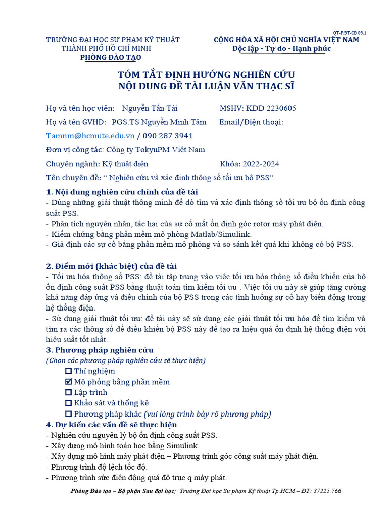 Tom Tat Dinh Huong Nghien Cuu | PDF