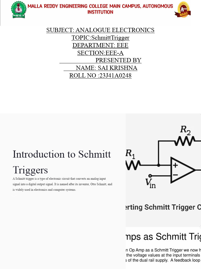 Introduction-to-Schmitt-Triggers_(1)[2] | PDF | Operational Amplifier | Electrical Circuits