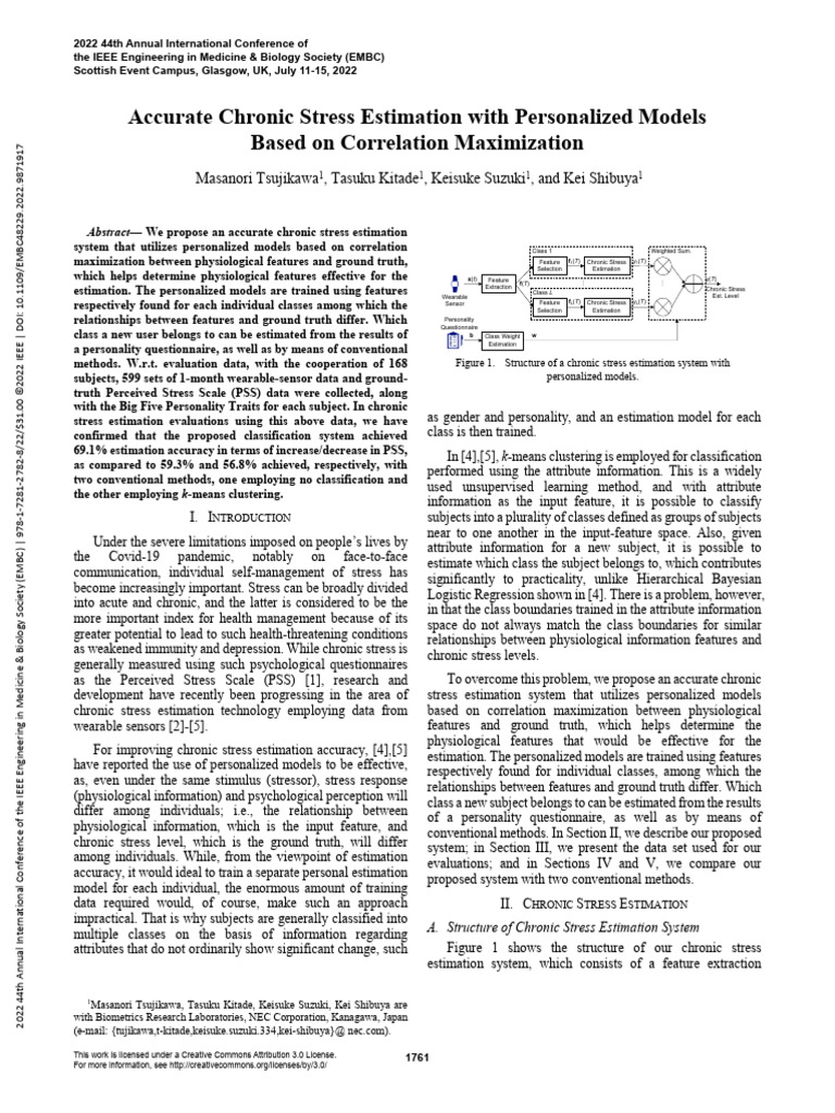 Accurate Chronic Stress Estimation With Personalized Models Based On Correlation Maximization