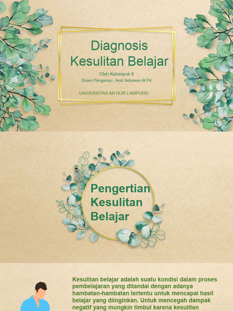 Diagnosis Kesulitan Belajar K.6 | PDF | Karier & Perkembangan