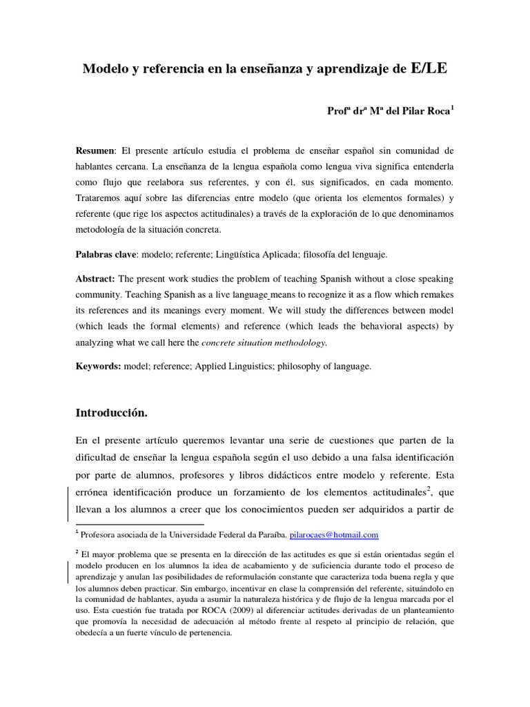 Enseñanza del Español: Modelo vs. Referente | PDF | Experiencia | Enseñando