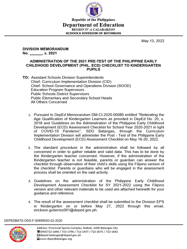 Kinder Memo May 13 | PDF