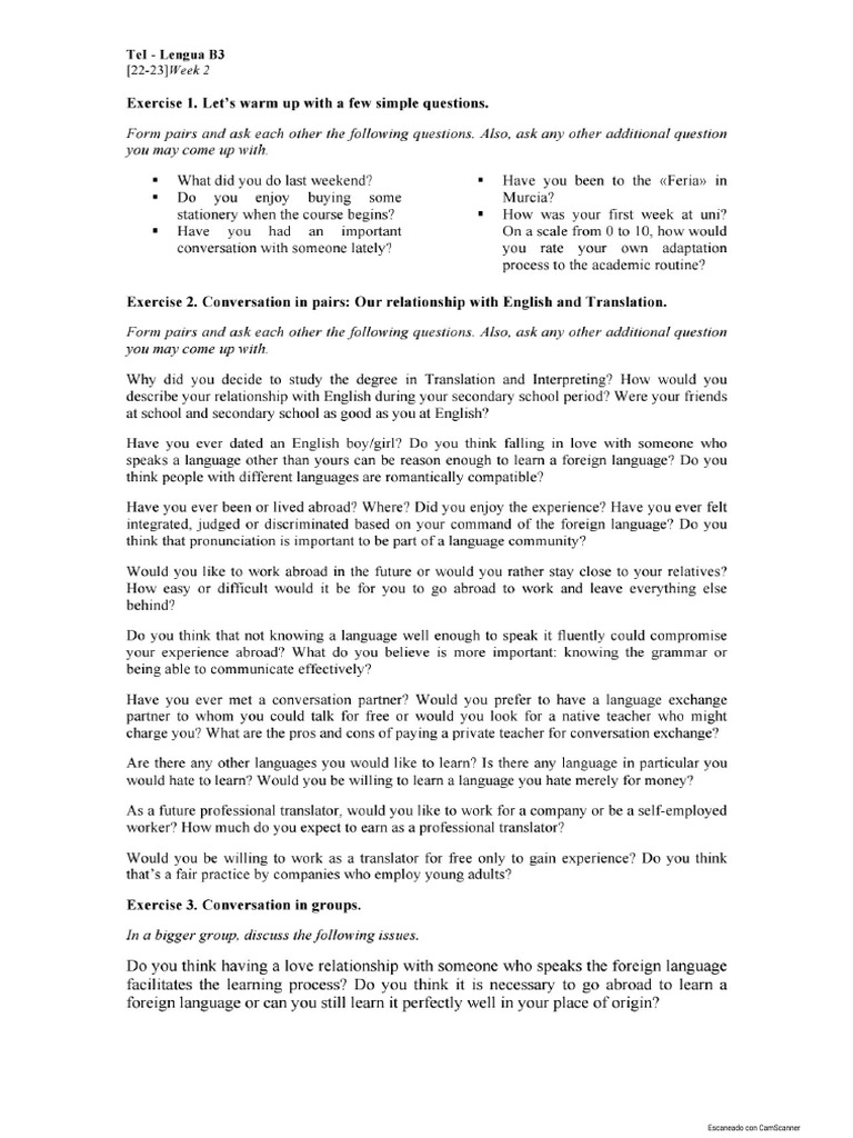 Speaking Exercise 2 | PDF