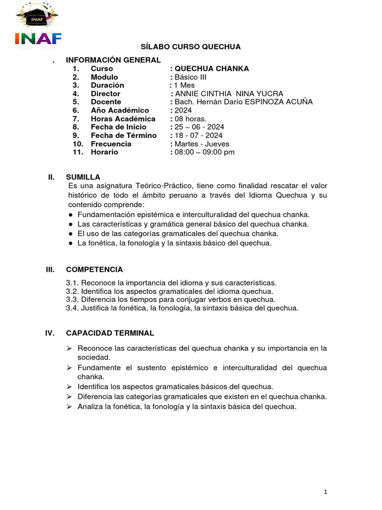 Sílabo Módulo Iii - Yachachiq Hernan D. | PDF | Evaluación | Enseñando