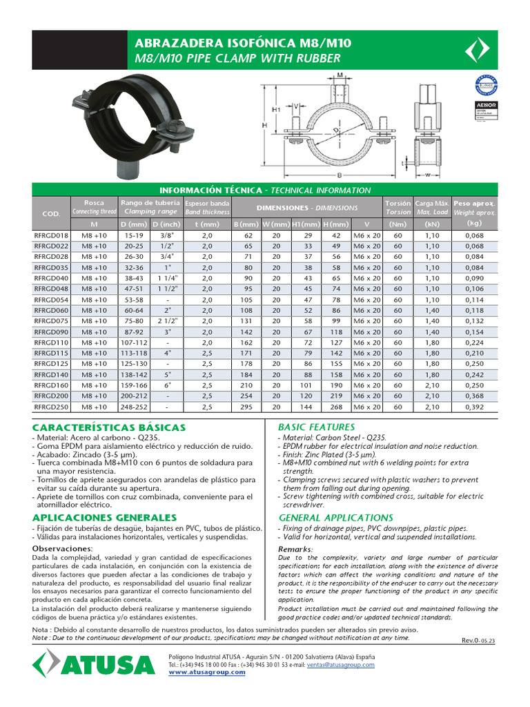 FT Abrazadera Isofónica M8 - M10 | PDF | Materiales