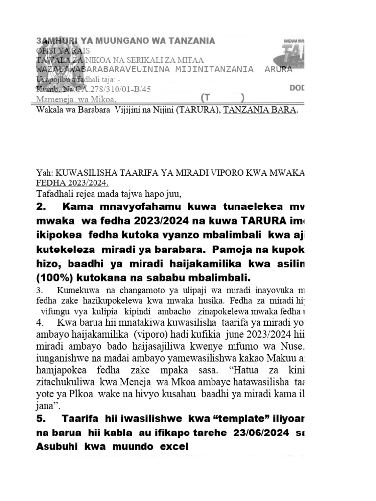 All RM - Kuwasilisha Taarifa Ya Miradi Viporo Kwa Mwaka Wa Fedha 2023 ...