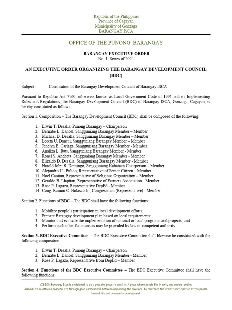 Executive Order No. 1, s.2024 (BDC) | Download Free PDF | Governance | Justice