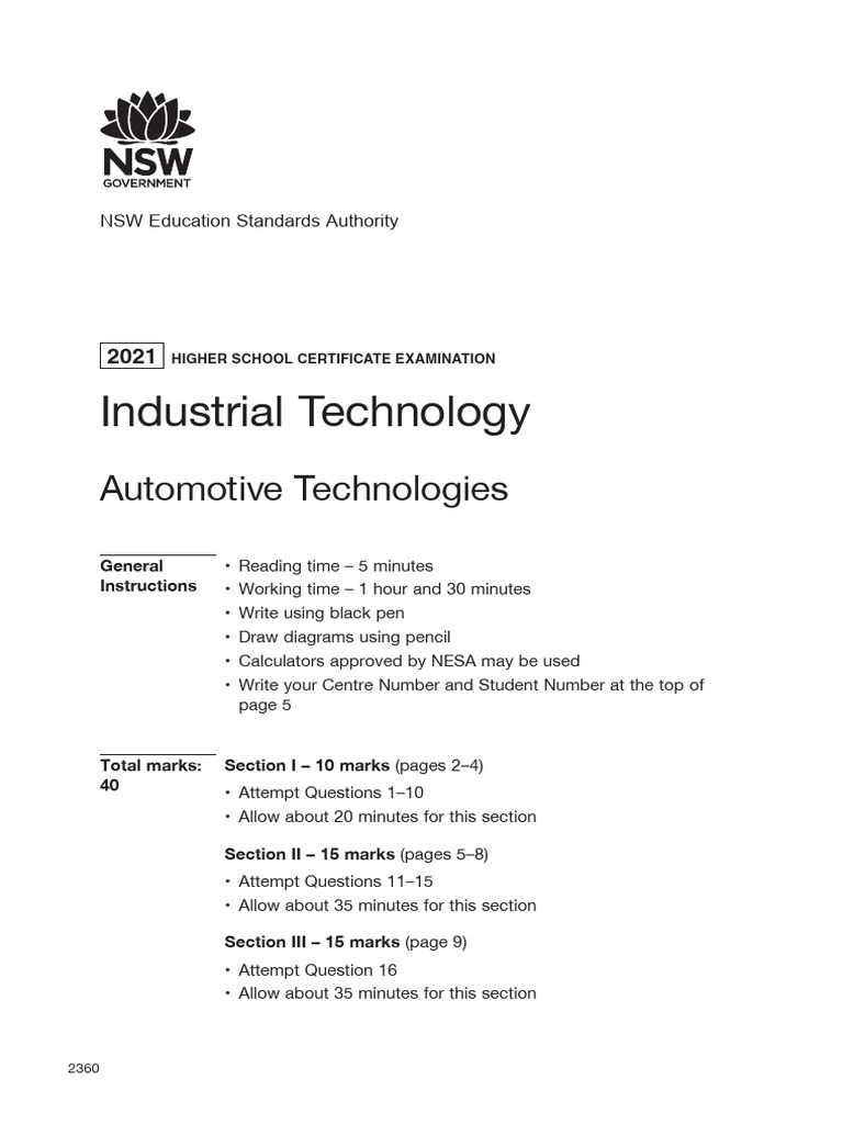 2021 HSC Indus Tech Automotive | PDF | Engines | Vehicle Technology