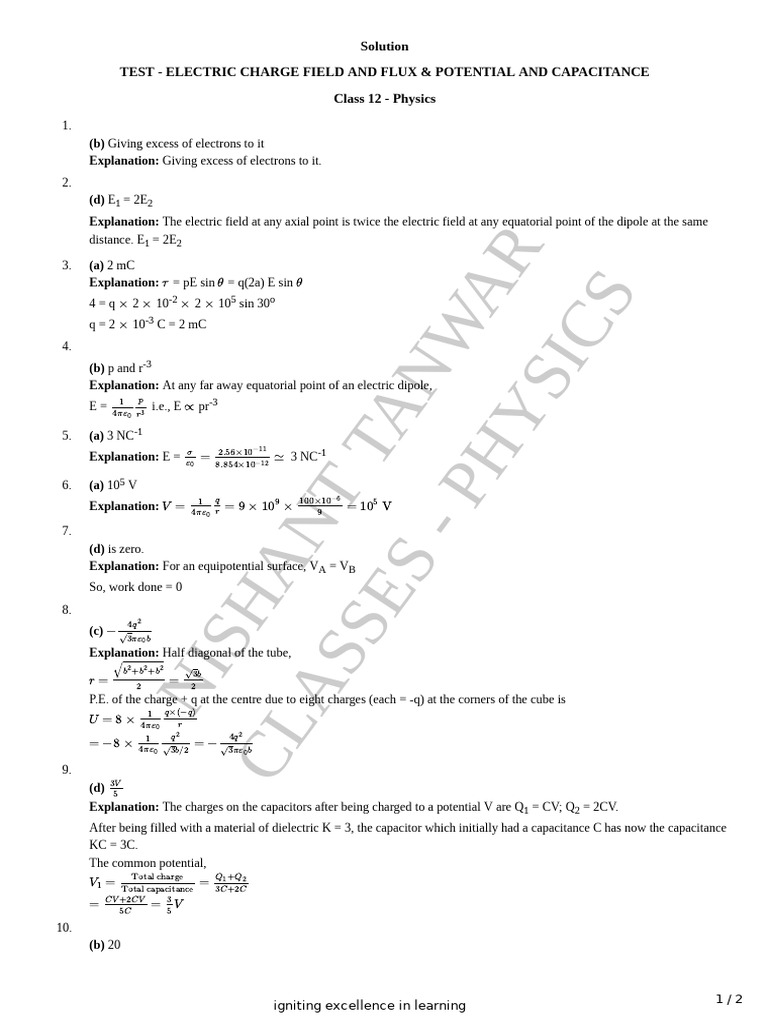 Solution 1356832 | PDF | Capacitance | Capacitor