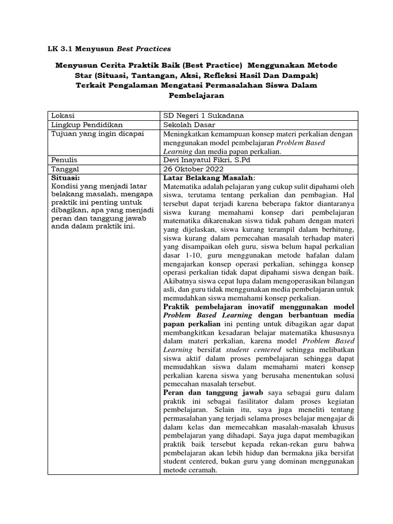 Contoh Praktek Baik | PDF | Karier & Perkembangan