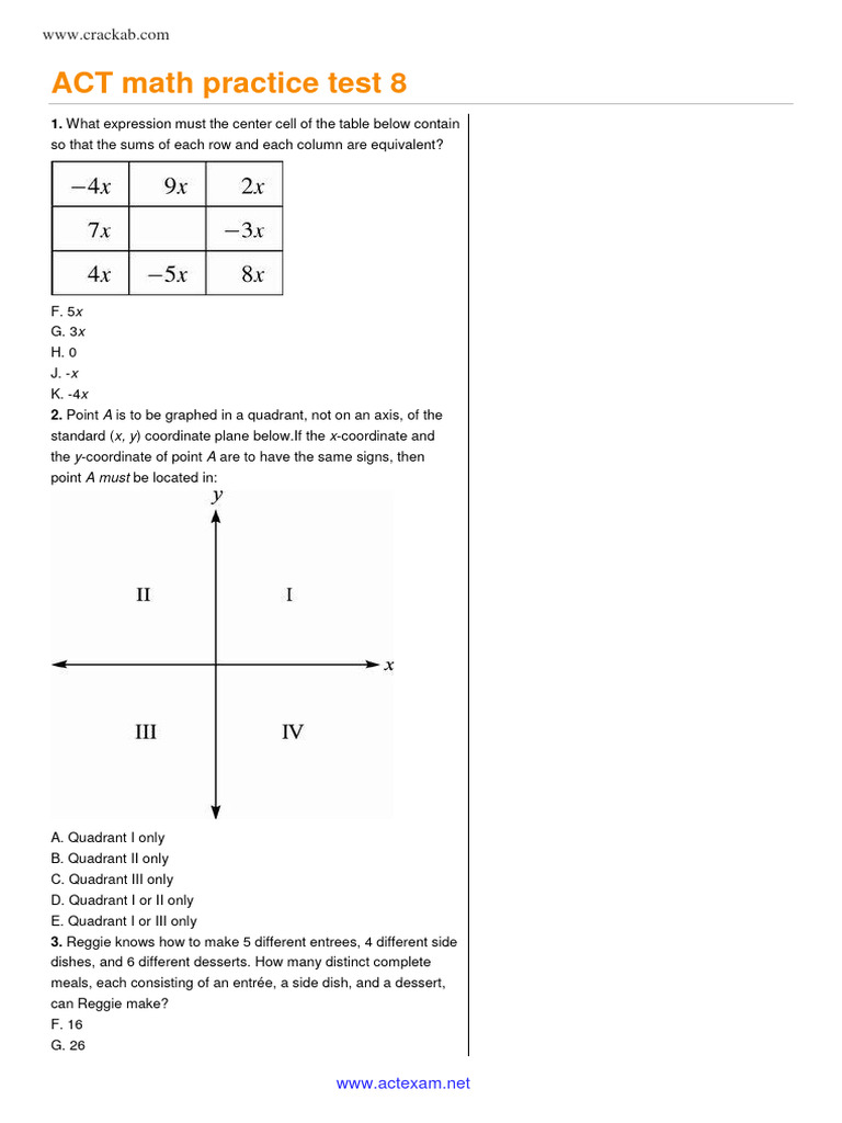 math test 8 | PDF | Mathematics | Elementary Mathematics