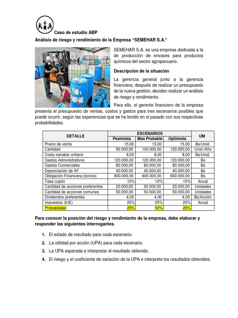 Caso Semehar Sa | PDF | Presupuesto | Compartir (Finanzas)