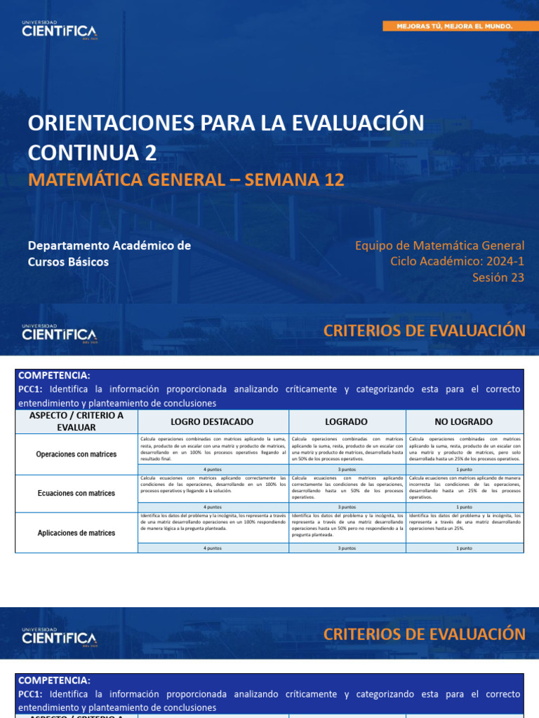 Matem Tica General - Sem-12 - Sesi N-23 - 2024 - 1 | PDF | Matriz (Matemáticas) | Determinante