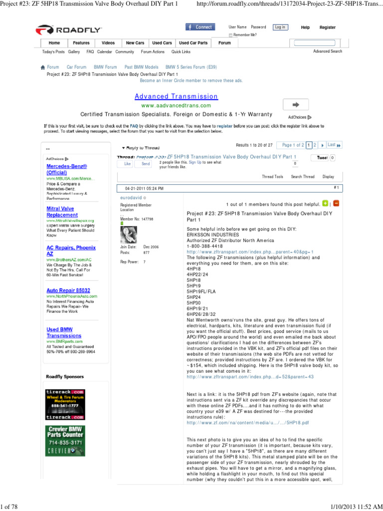 ZF 5HP18 Valve Body Overhaul Guide | PDF | Electrical Connector ...