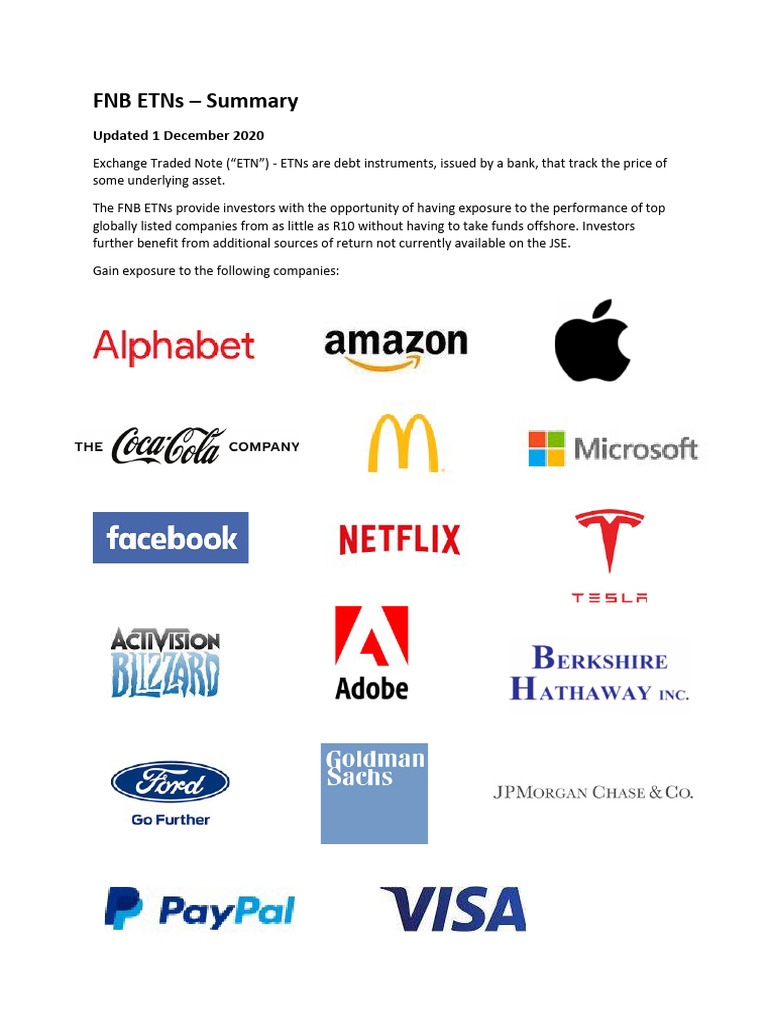 FNB ETNs - Summary - Dec2020 | Download Free PDF | Visa Inc. | Debit Card