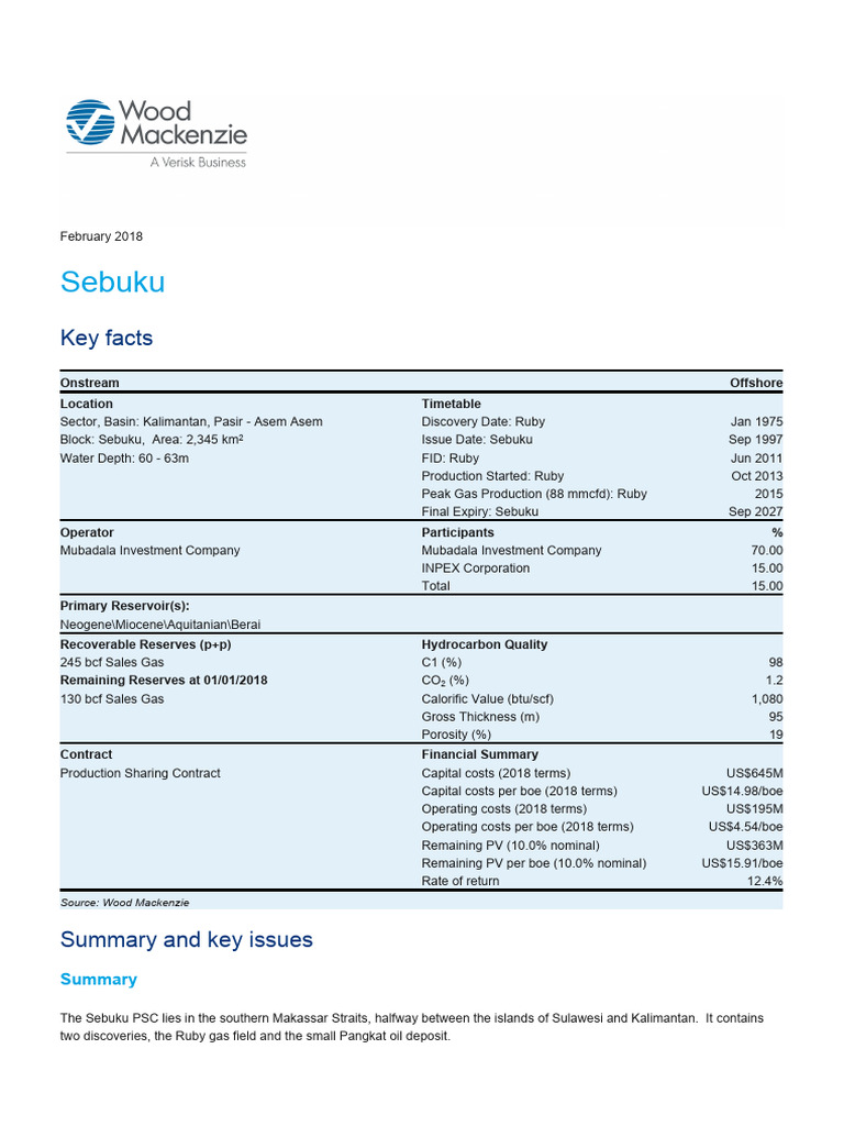 Sebuku - Okt 2018 | PDF | Petroleum Reservoir | Natural Gas